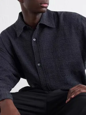 MFPEN Vacation Checked Cotton And Wool-blend Seersucker Shirt