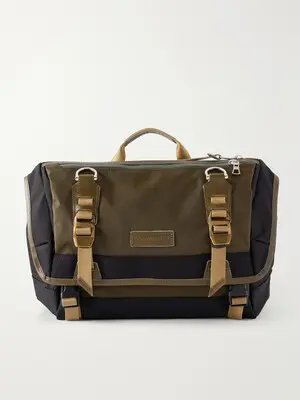 MASTER-PIECE CO Potential Leather-trimmed Shell Messenger Bag - Green