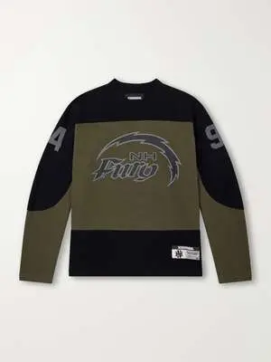 NEIGHBORHOOD Hockey Logo-appliqué Paneled Cotton-jersey T-shirt - Green