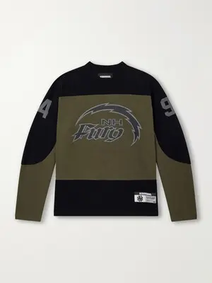 NEIGHBORHOOD Hockey Logo-appliqué Panelled Cotton-jersey T-shirt - Green