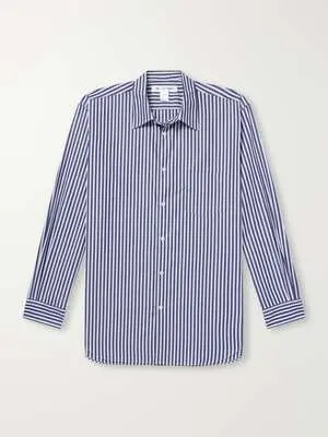 Comme Des Garçons Striped Cotton-poplin Shirt - Blue