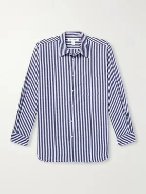 Comme Des Garçons Striped Cotton-poplin Shirt - Blue