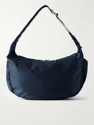 MASTER-PIECE CO Ark Leather-trimmed Satin Shoulder Bag - Blue