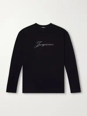 Jacquemus Logo-printed Cotton And Hemp-blend Jersey T-shirt - Black