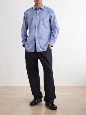 Comme Des Garçons Striped Cotton-poplin Shirt - Blue