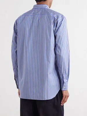 Comme Des Garçons Striped Cotton-poplin Shirt - Blue