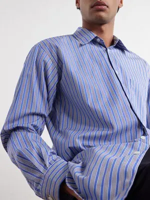 Comme Des Garçons Striped Cotton-poplin Shirt - Blue