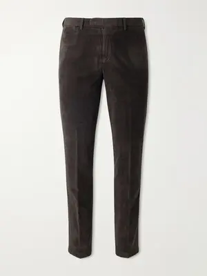 Thom Sweeney Straight-leg Cotton-blend Corduroy Chinos - Brown