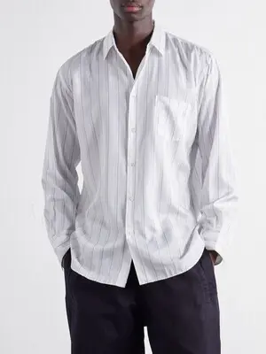 Comme Des Garçons Striped Satin Shirt - White