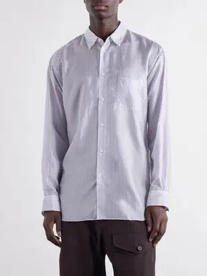 Comme Des Garçons Striped Satin Shirt - Blue