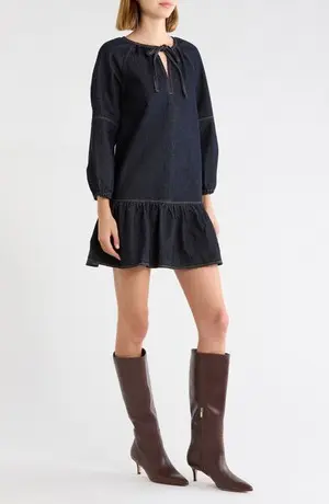 WAYF Sawyer Long Sleeve Denim Minidress
