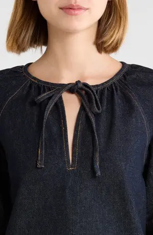 WAYF Sawyer Long Sleeve Denim Minidress