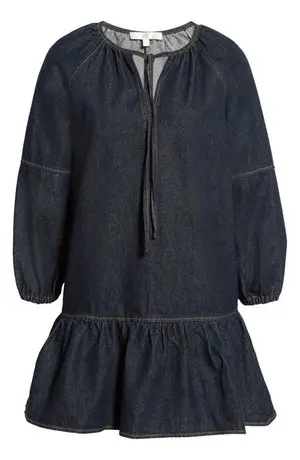 WAYF Sawyer Long Sleeve Denim Minidress