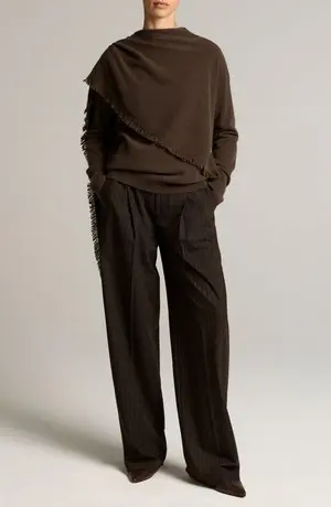 Vince Draped Fringe Scarf Sweater