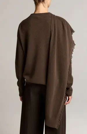 Vince Draped Fringe Scarf Sweater