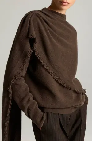 Vince Draped Fringe Scarf Sweater