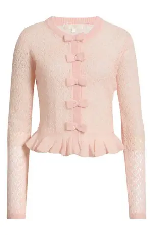 LoveShackFancy Galle Bow Cardigan - Parlor Rose