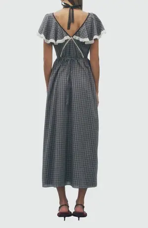 MAUDE CLUB Valerie Cotton Plaid Midi Dress