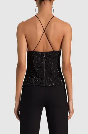 Alice + Olivia Zumi Embellished Halter Top
