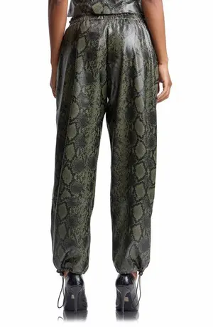 Avec Les Filles Python Embossed Faux Leather Balloon Pants