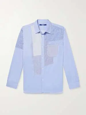 Junya Watanabe Patchwork Cotton-poplin Shirt - Blue