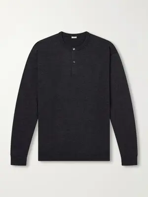 A.PRESSE Wool Henley Sweater - Gray