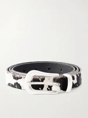 SECOND / LAYER The Doc 2cm Studded Calf Hair Belt - White