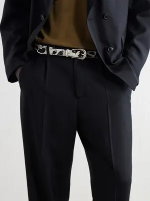 SECOND / LAYER The Doc 2cm Studded Calf Hair Belt - White