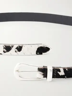 SECOND / LAYER The Doc 2cm Studded Calf Hair Belt - White