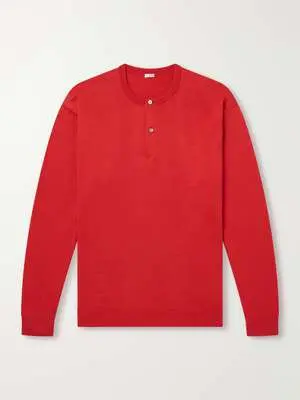A.PRESSE Wool Henley Sweater - Red