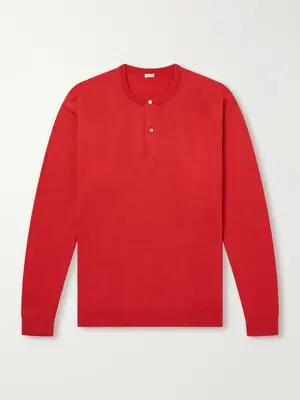 A.PRESSE Wool Henley Sweater - Red
