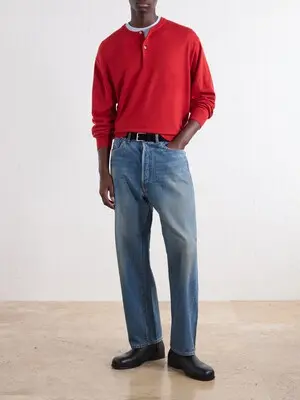 A.PRESSE Wool Henley Sweater - Red
