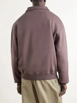Jacquemus Logo-appliquéd Cotton-jersey Half-zip Sweatshirt - Purple