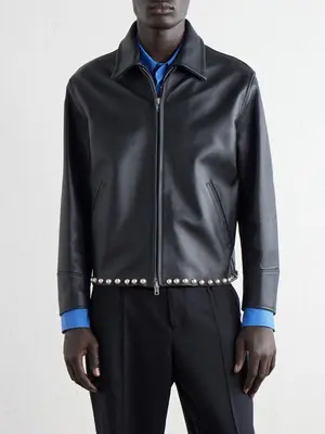SECOND / LAYER Rider Embellished Leather Jacket