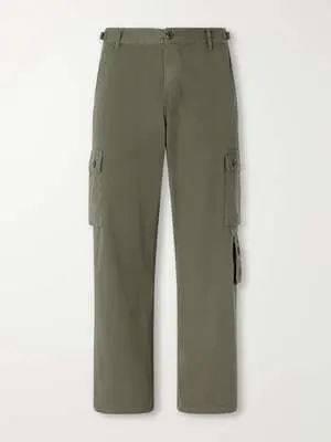 HUMAN MADE Straight-leg Logo-appliquéd Cotton Cargo Trousers - Green
