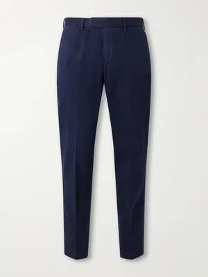Thom Sweeney Straight-leg Cotton-twill Trousers - Blue