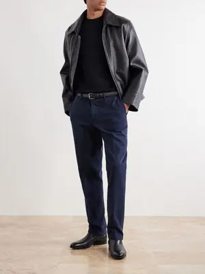 Thom Sweeney Straight-leg Cotton-twill Trousers - Blue
