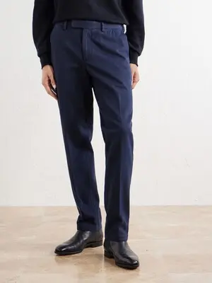 Thom Sweeney Straight-leg Cotton-twill Trousers - Blue