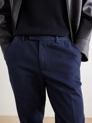 Thom Sweeney Straight-leg Cotton-twill Trousers - Blue