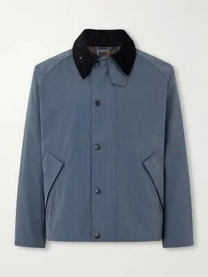 Barbour Transporter Casual Corduroy-trimmed Cotton-moleskin Jacket - Blue