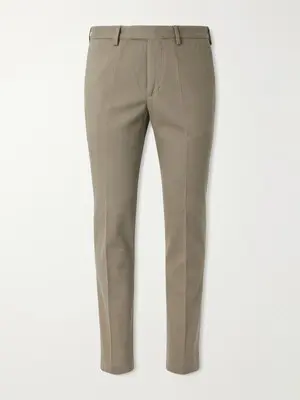 Thom Sweeney Straight-leg Cotton-twill Trousers - Neutrals