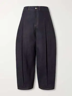 SAGE NATION Wide-leg Pleated Jeans - Blue