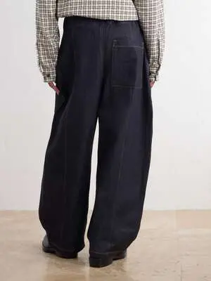 SAGE NATION Wide-leg Pleated Jeans