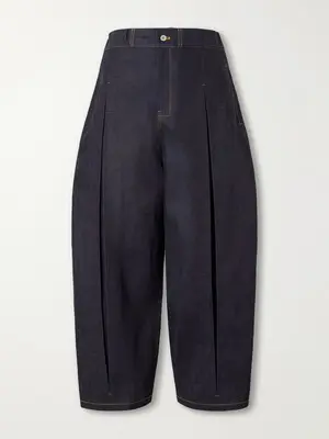 SAGE NATION Barrel-leg Pleated Jeans