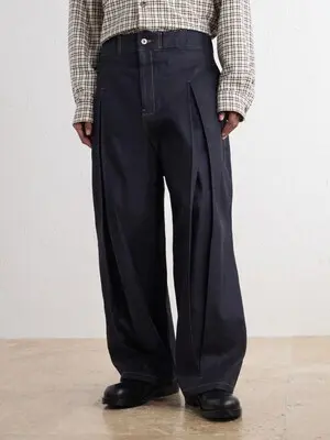SAGE NATION Barrel-leg Pleated Jeans