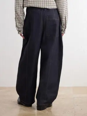 SAGE NATION Barrel-leg Pleated Jeans