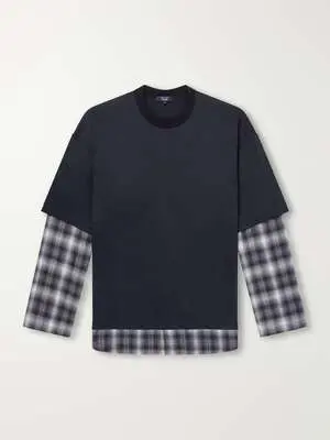 Comme Des Garçons Checked Layered Cotton T-shirt - Black
