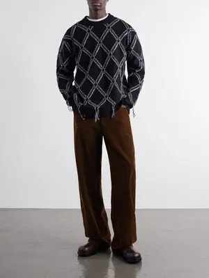 Junya Watanabe Intarsia Wool-blend Sweater - Black