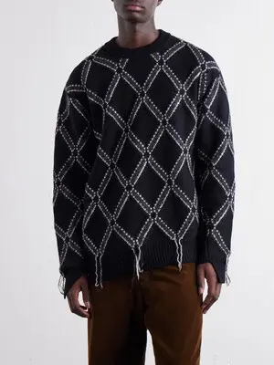 Junya Watanabe Intarsia Wool-blend Sweater - Black