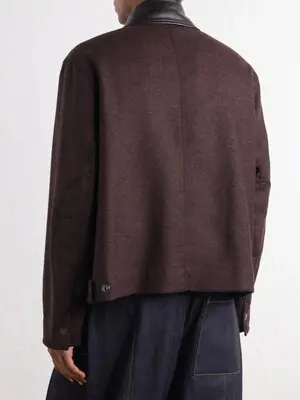SAGE NATION Painter Leather-trimmed Wool-twill Blouson Jacket - Brown
